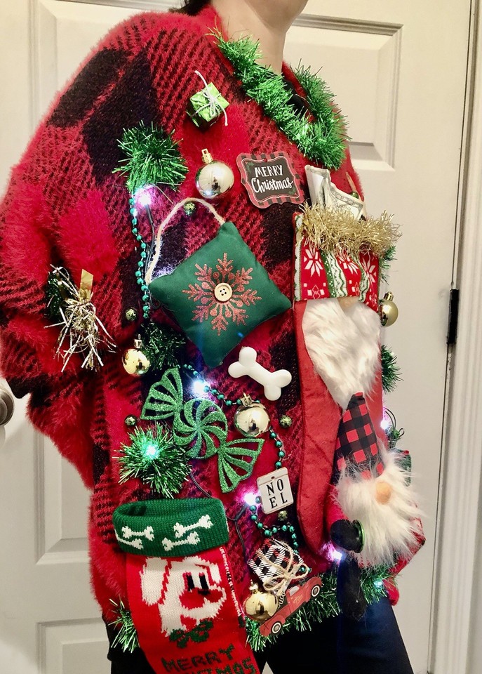 UGLY CHRISTMAS SWEATER GNOME LIGHTS NEW DECORATIONS TaCKy FUN 2XL | eBay