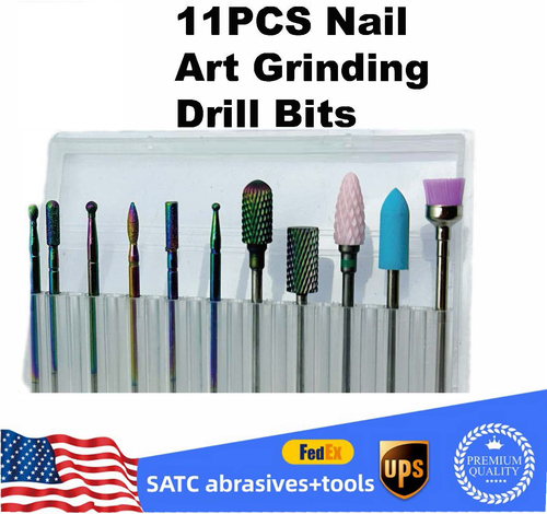 11/set Nail Art Grinding Drill Bits Electric Manicure Machine Diamond ...