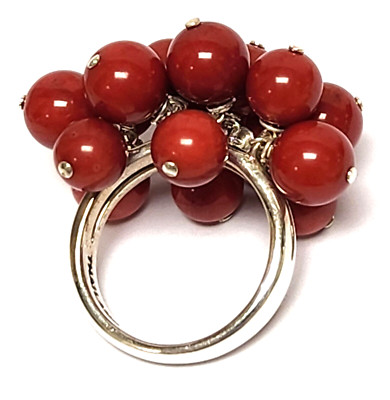 Barse Bright Lipstick Red Stone Bead Cha Cha 925 Sterling Silver Ring ...