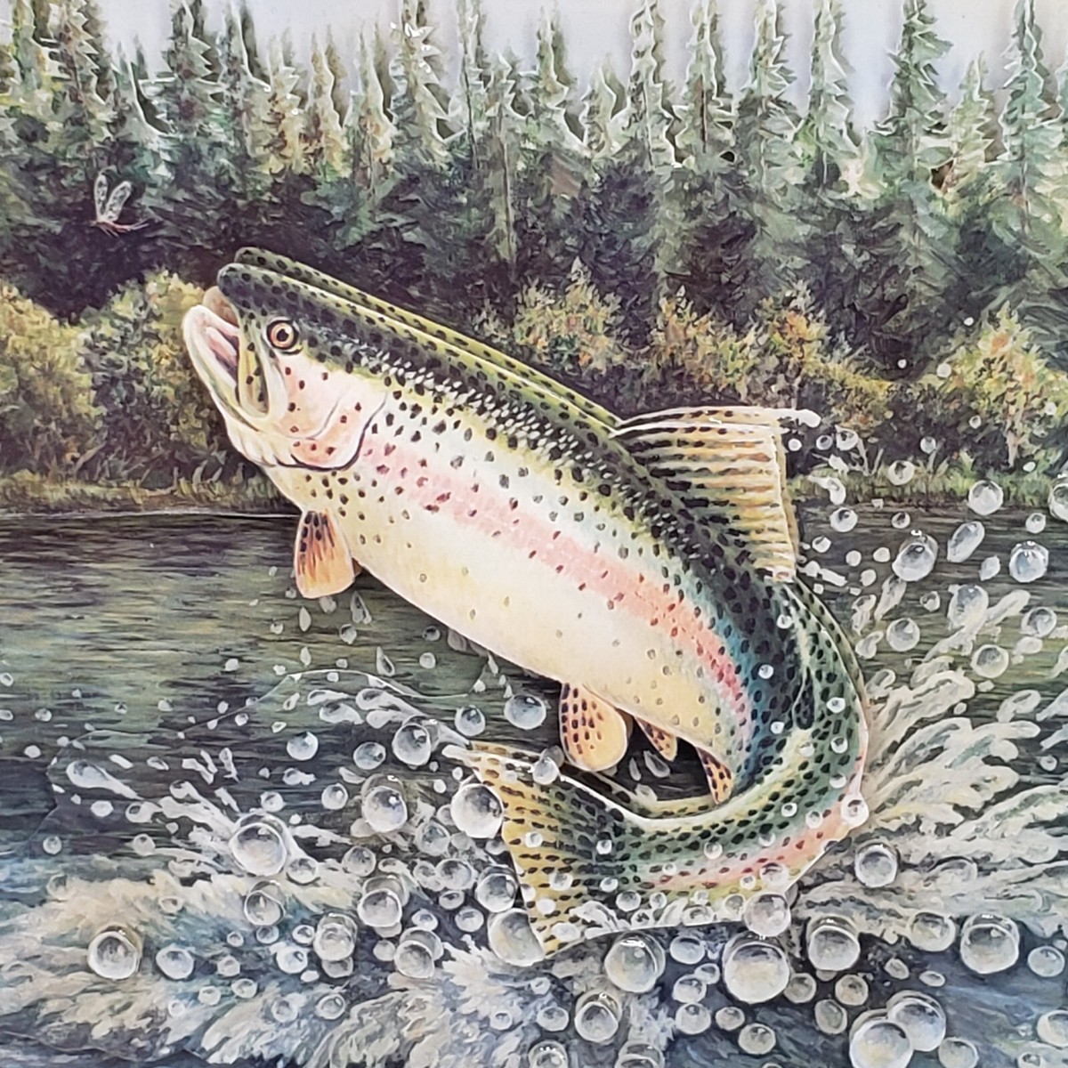 Colorful Trout Painting Water Lovers Rainbow Trout Art — Margaret