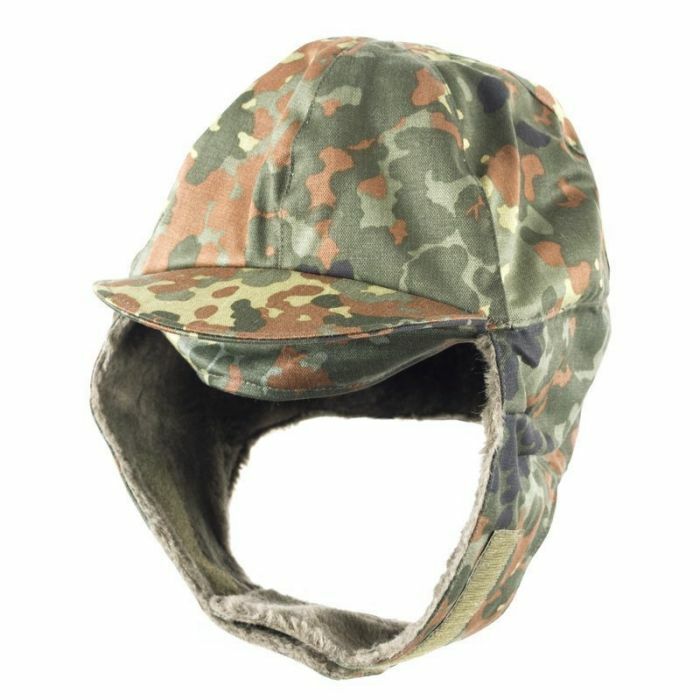 Authentic German Army Winter Cap Fleece Lined Flecktarn Camouflage | eBay
