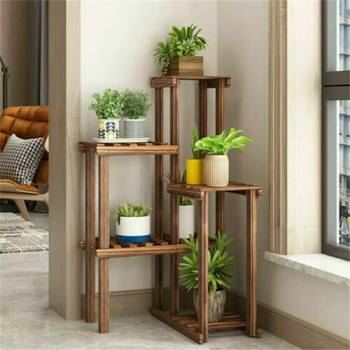 Wooden Corner Plant Stand Flower Rack Holder Storage Bonsai Garden ...