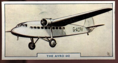 Tobacco Card, Godfrey Phillips, AIRCRAFT SERIES No.1, Matt, 1938, Avro 642, #27 | eBay UK