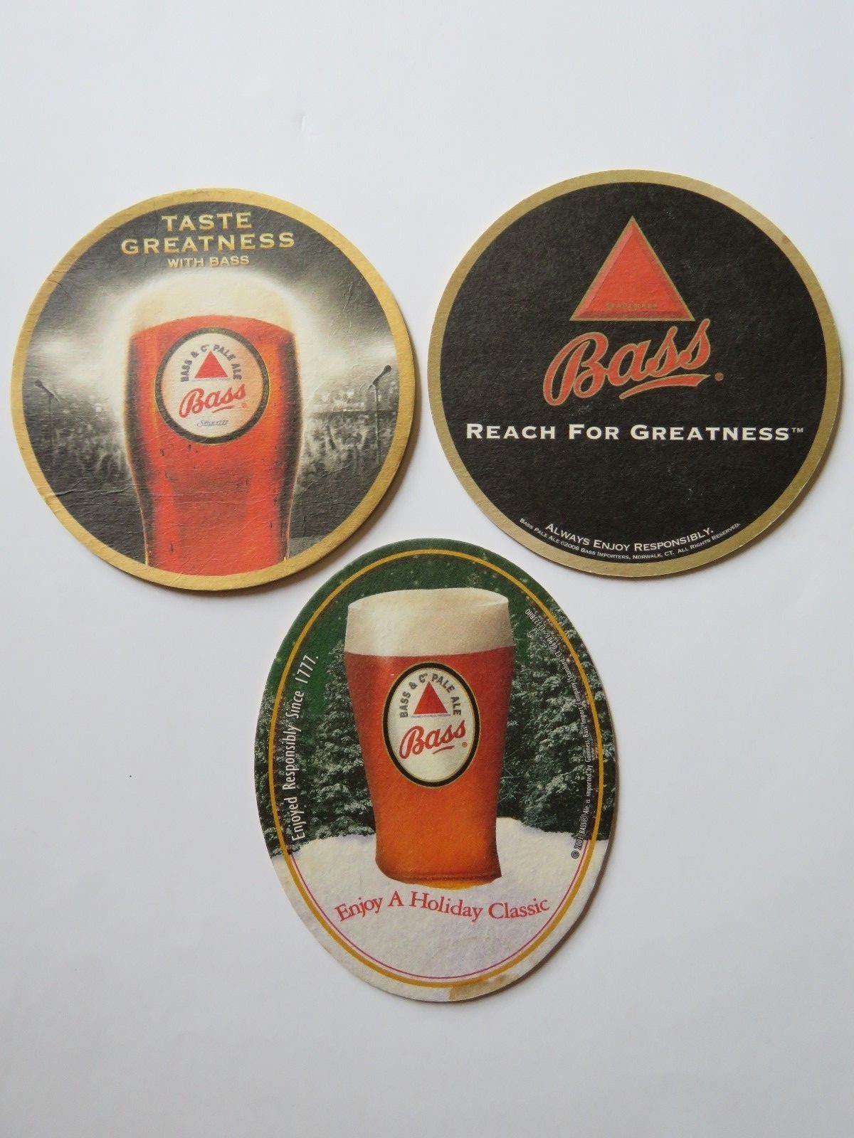 3 Beer Drink Coasters ~ BASS & Co Pale Ale Since 1777 ~ Reach & Taste ...