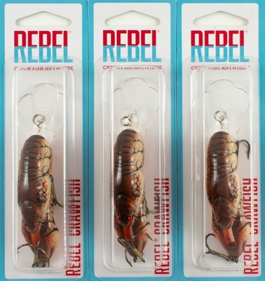 *LOT OF 3* REBEL BIG CRAW CRANKBAIT 7/16OZ D7475 DITCH BROWN CRAWFISH ...