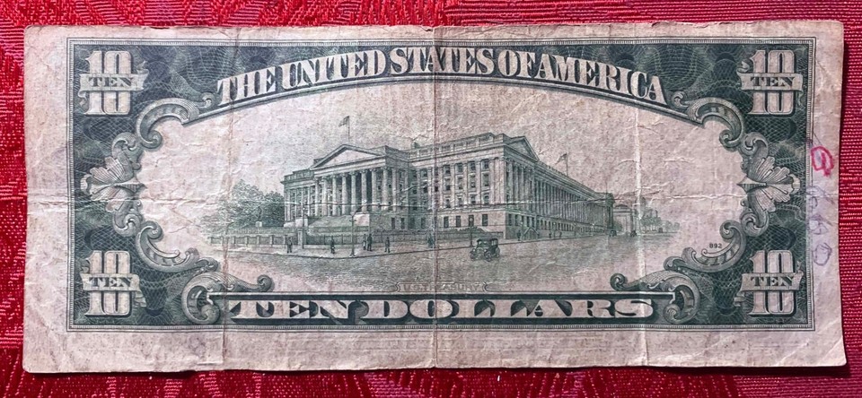1934 A $10 Dollar Silver Certificate Blue Seal Morganthau Treasurer | eBay