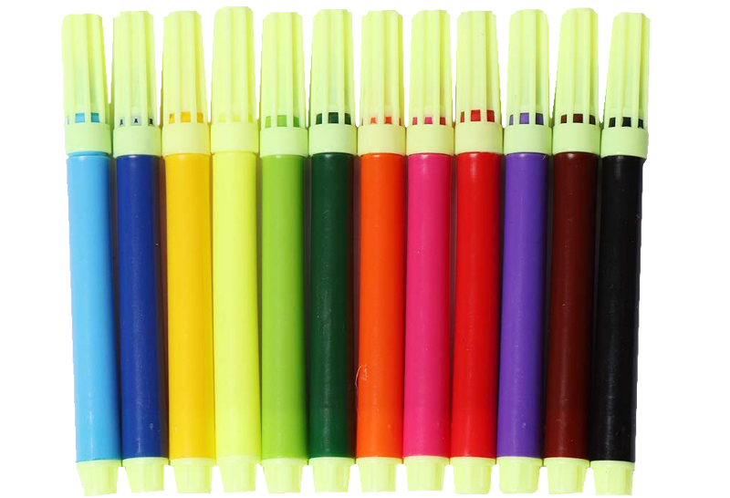24 X MINI COLOUR FELT TIP FIBRE WATER COLOR PENS 2 Pack X 12 -SCHOOL ...
