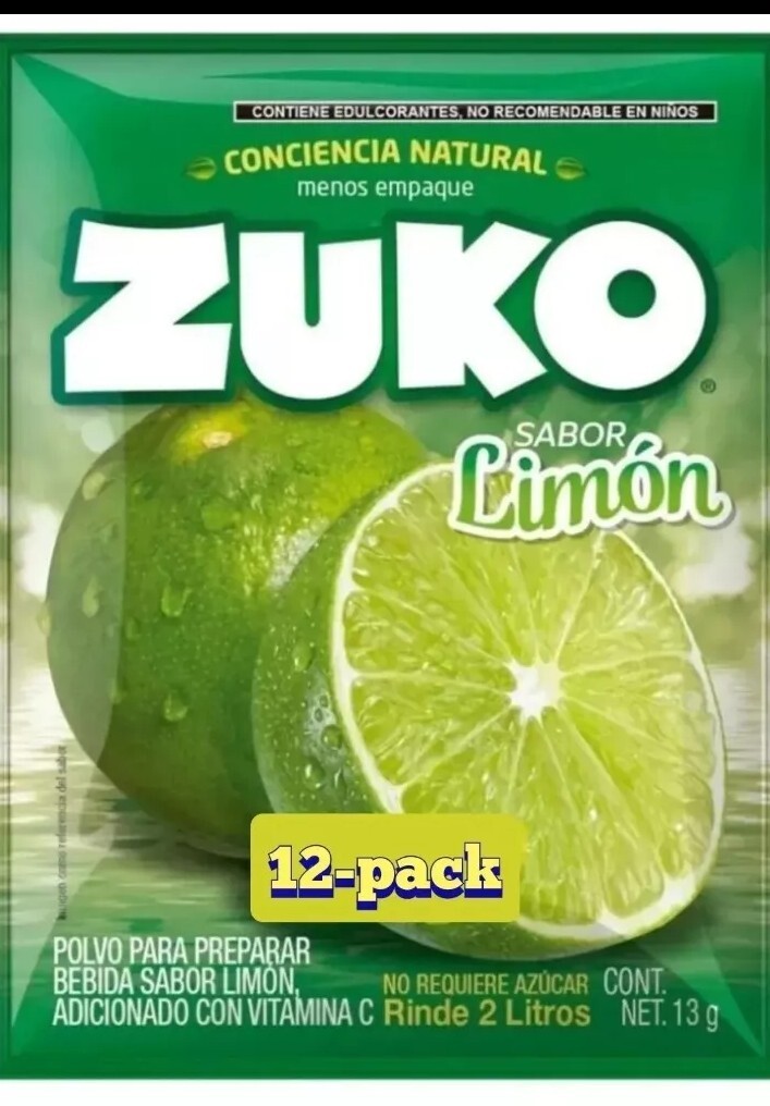 12-Pk ZUKO Limon/ Lemon ZUKO Powder Drink Flavor 13g/.4oz LIME DRINK | eBay
