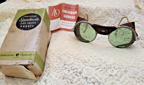 VINTAGE AVIATOR GOGGLES SIDE SHIELD SUNGLASSES-AMERICAN OPTICAL CALOBAR ...