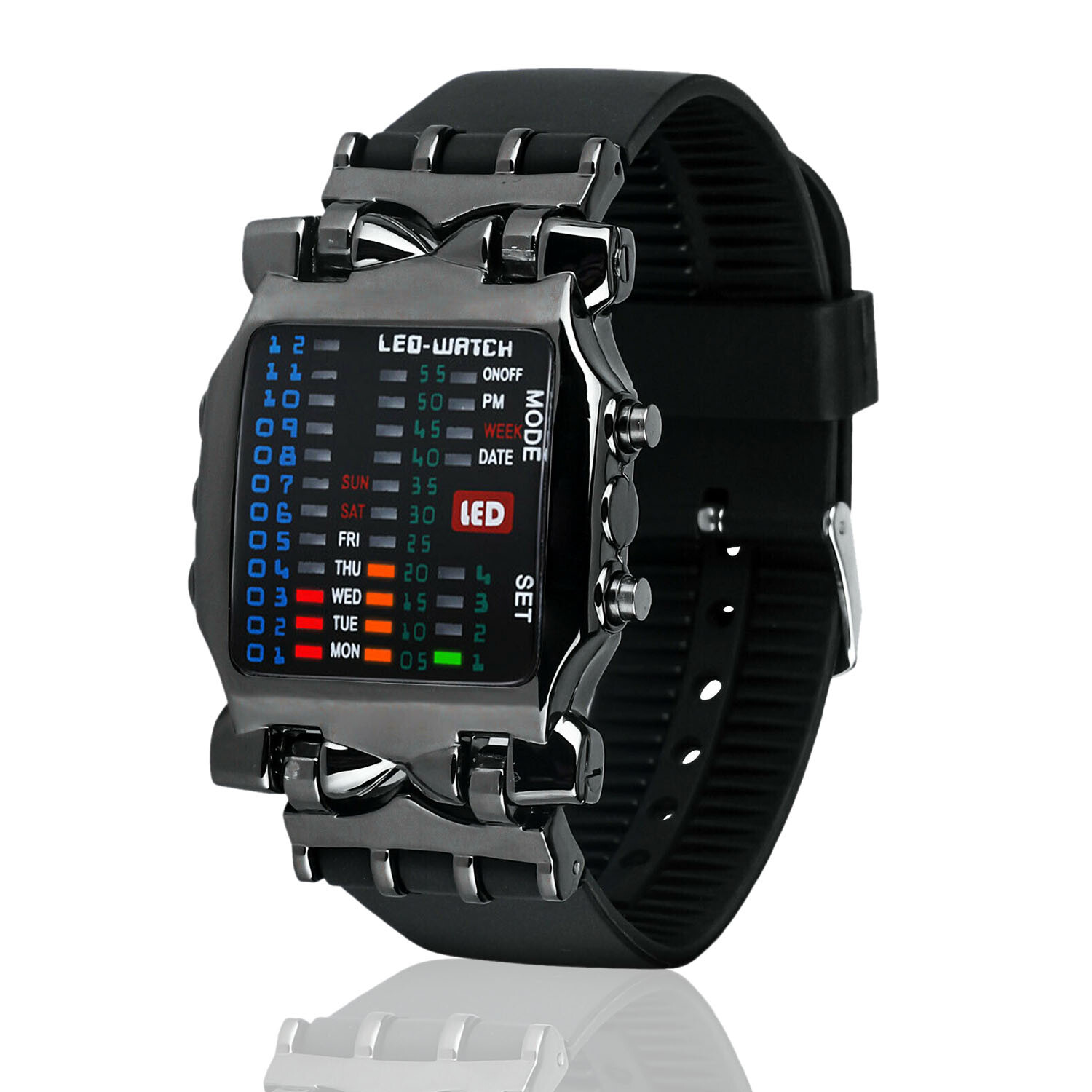 Luxury Men's Steel Watch LED Sports Date Digital Bracelet Wristwatch ...