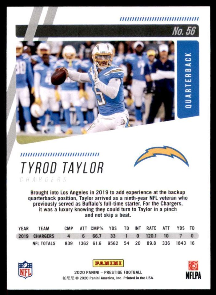 2020 Prestige Football Cards Tyrod Taylor #56 140001 | eBay