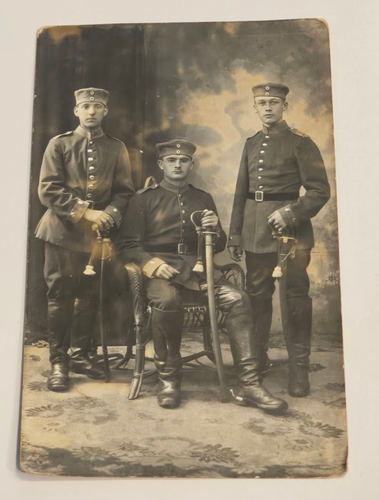 WW1 WWI RPPC Photo Postcard Imperial German Army Heer Soldiers w Swords ...