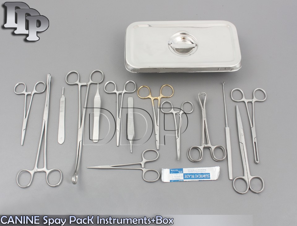CANINE Spay Pack | 19 Instruments+Box Veterinary SURGICAL INSTRUMENTS ...