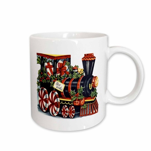 3dRose Cartoon Christmas Train with Holly and Gifts and Candy Cane ...