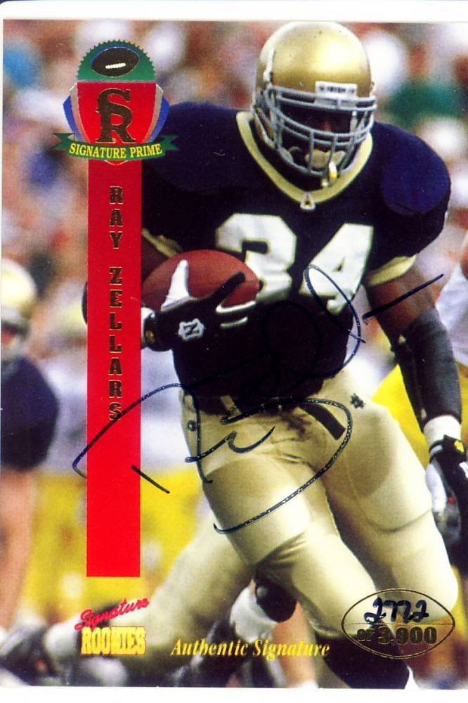ray zellars rookie rc draft auto autograph notre dame irish college #d ...