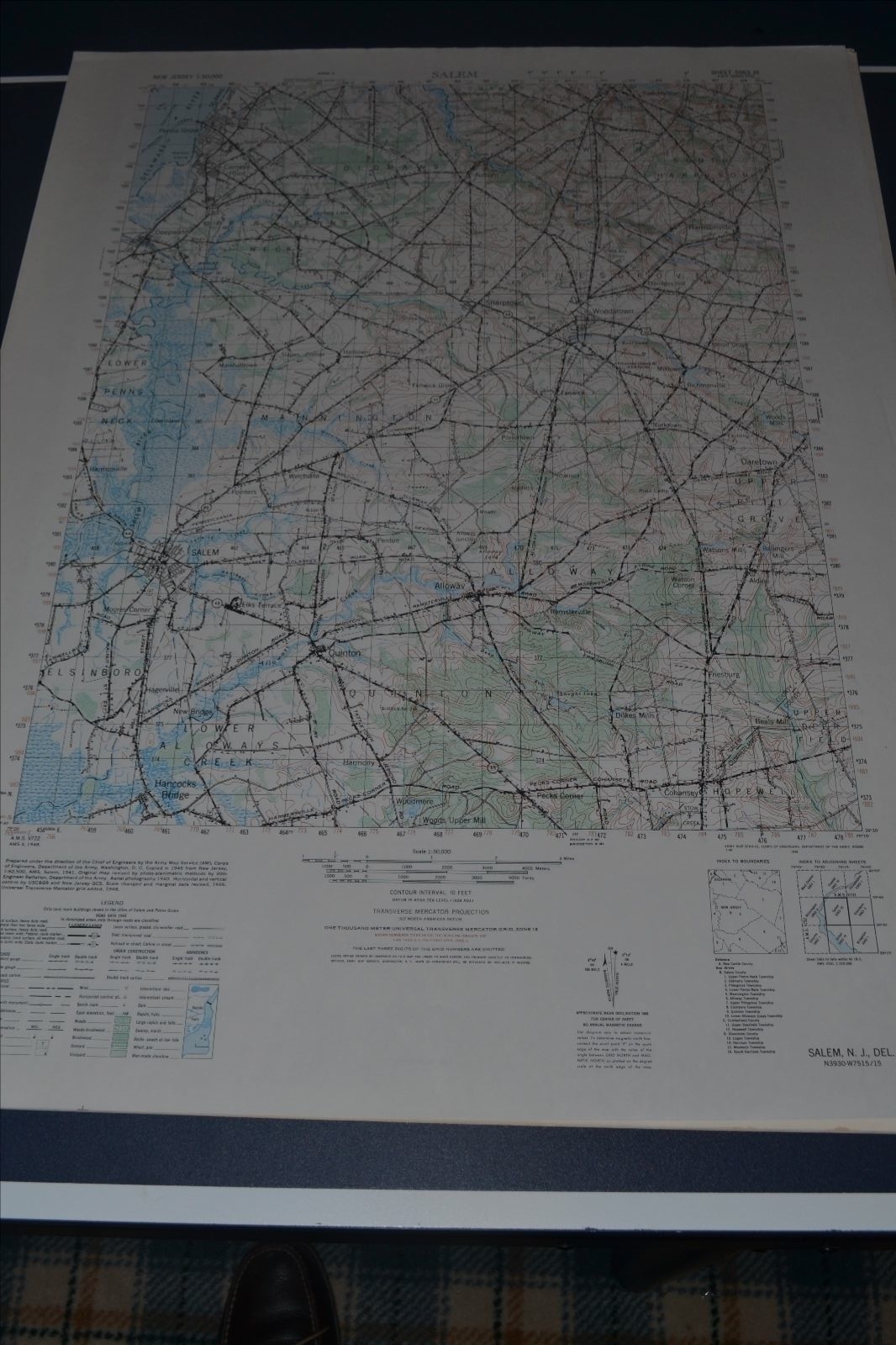 1940's Army topo map (like USGS) Salem NJ Sheet 5963 III Penns Grove | eBay