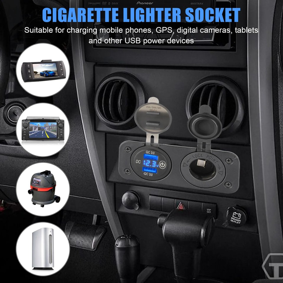 Car Cigarette Lighter Socket Outlet Power Adapter Dual USB Car Charger ...