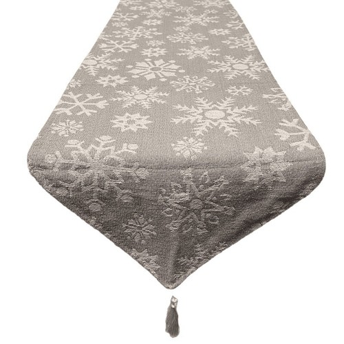 Silver Grey & White Christmas Table Runners, Size: 180cm x 30cm (70" x ...