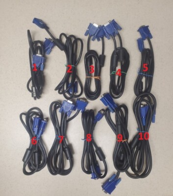 Lot of 10 5FT/6FT VGA Standard Male to Male Computer Laptop Monitor ...
