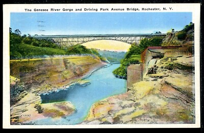 1937 Rochester NY Genesee River Gorge and Driving Park Ave Bridge ...