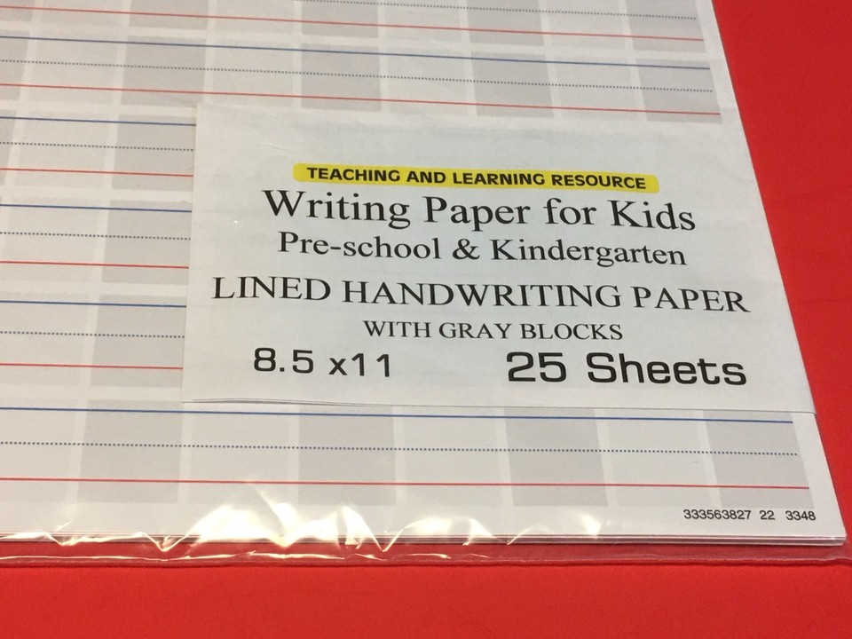 Writing Paper for Kids - Lined Handwriting Practice w/ Gray Blocks 25 ...