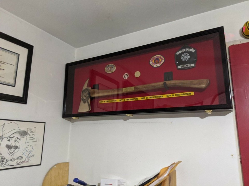 Axe Display Case Black Wood Firefighter Fireman Medal Holder Cabinet ...