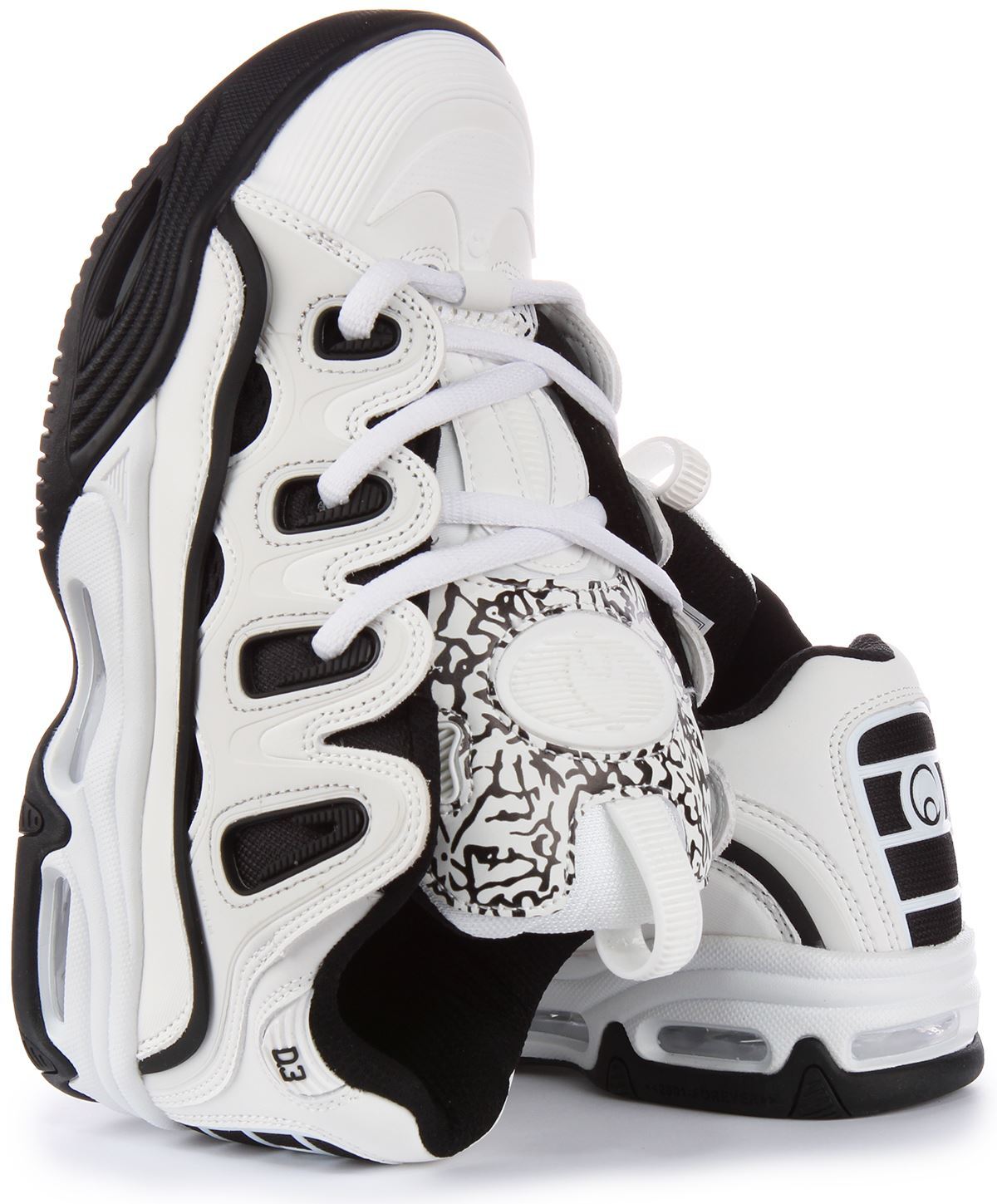 Osiris D3 2001 Chunky Sole Lace Up Skateboard Trainer White Black Mens ...