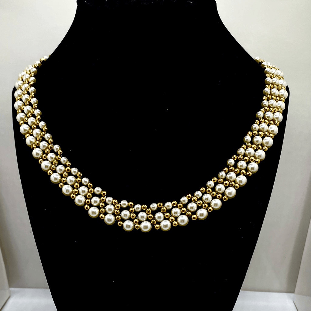 AVO Vintage Gold & Pearl Fashion Choker by Napier - Gem