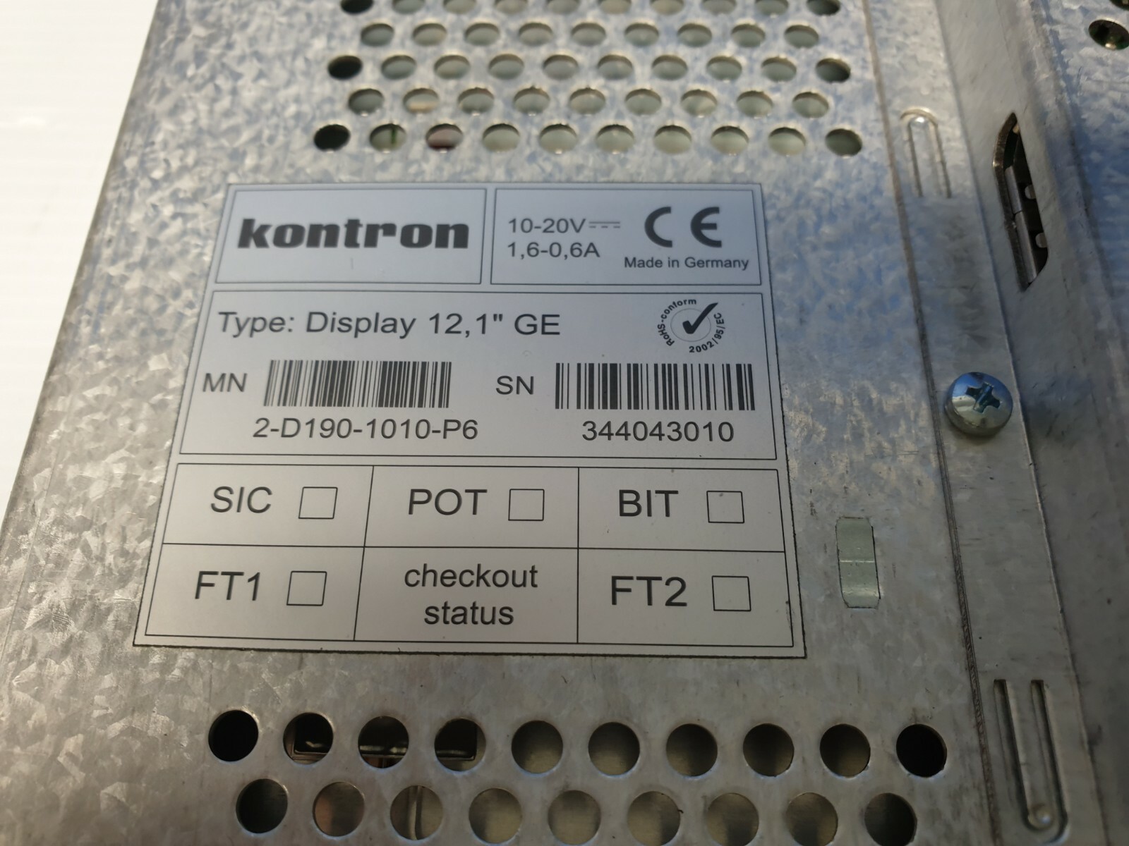 GE Healthcare / Kontron 2-D190-1010-P6 12.1 INCH Display 5449446 for ...