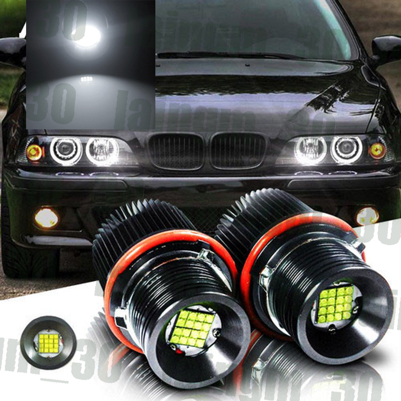 Pair 80W 16LED White Angel Eyes Halo Ring Lights Bulbs For BMW E90 LCI ...