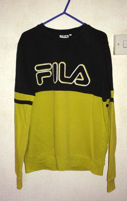 FILA Spell Out Logo Lime/Navy Crew Neck Sweatshirt Mens Size S | eBay ...