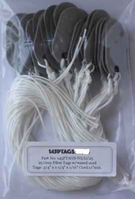 145P Tags w/11" LacingCord pigtail (Qty 25) Telecom Gry FIBER 145PTAG 1 ...