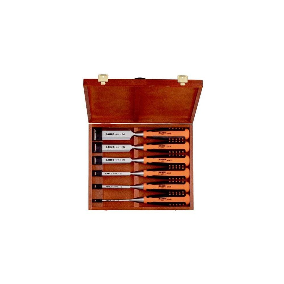 Bahco Chisel Set 424P - 6 Wood Chisels, Wooden Case, (Bacho) Chisel Set ...