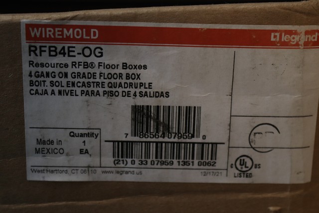 WIREMOLD WALKER LEGRAND RFB4E-OG FOUR COMPARTMENT 4-GANG ON GRADE FLOOR ...