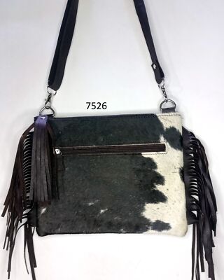 Real Cowhide Cross body Purse Handbag & Hand Clutch Cow Hide Leather ...