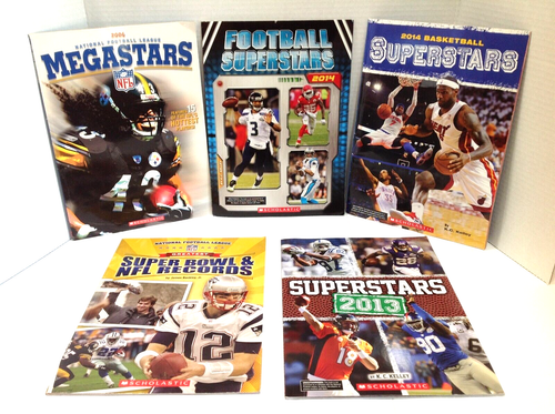SCHOLASTIC FOOTBALL BASKETBALL SUPERSTARS SUPER BOWL RECORDS BOOKS LOT ...