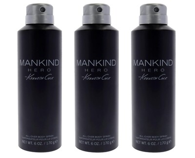 *PACK OF 3* MANKIND HERO by Kenneth Cole for Men All Over Body Spray 6 ...