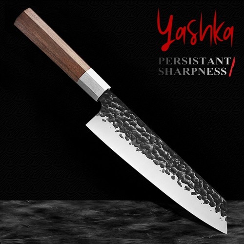 Chef Kitchen Knife Japanese Kiritsuke Hammered Blade Octagonal Handle ...