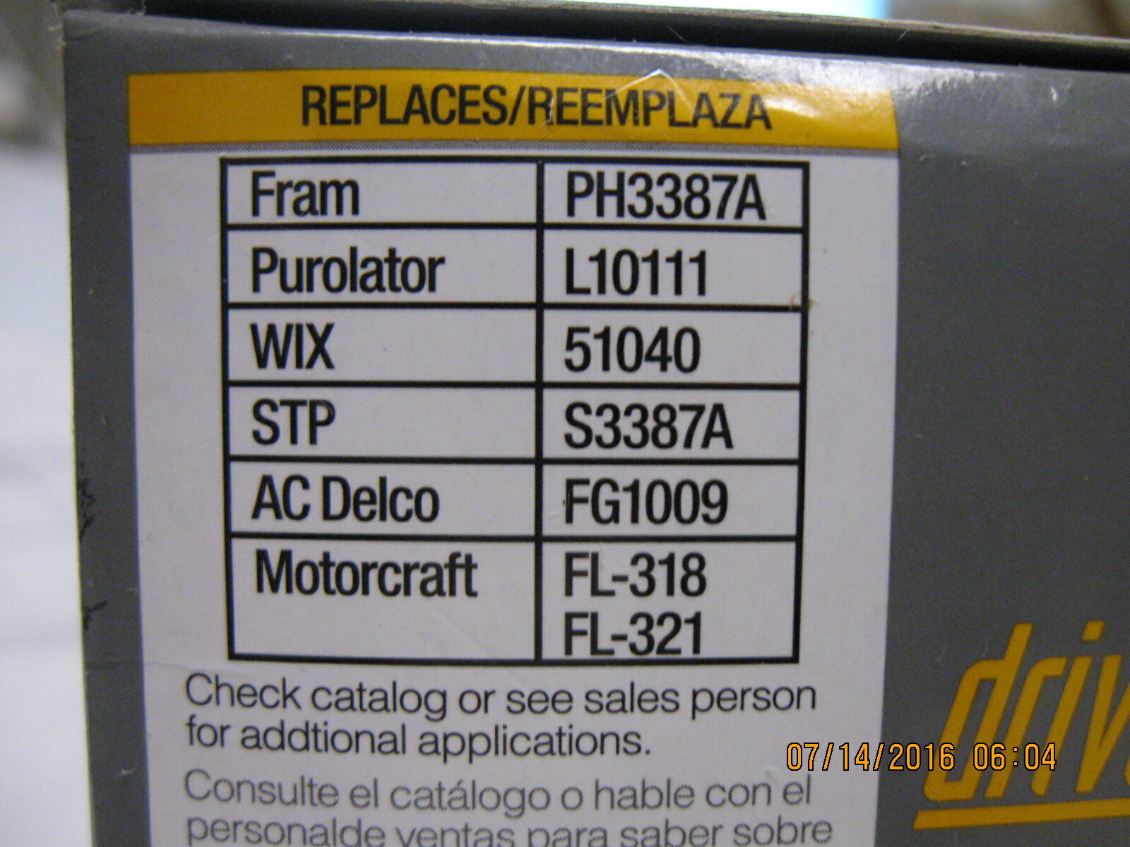 DW-111 Oil Filter fits Champ PH47 Fram PH3387A FG1009 S3387A FL-318 M1 ...
