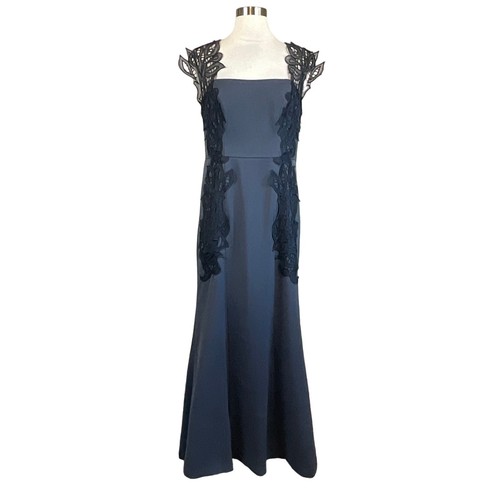 JS Collections Women's Formal Dress Size 12 Blue Crepe and Lace ...