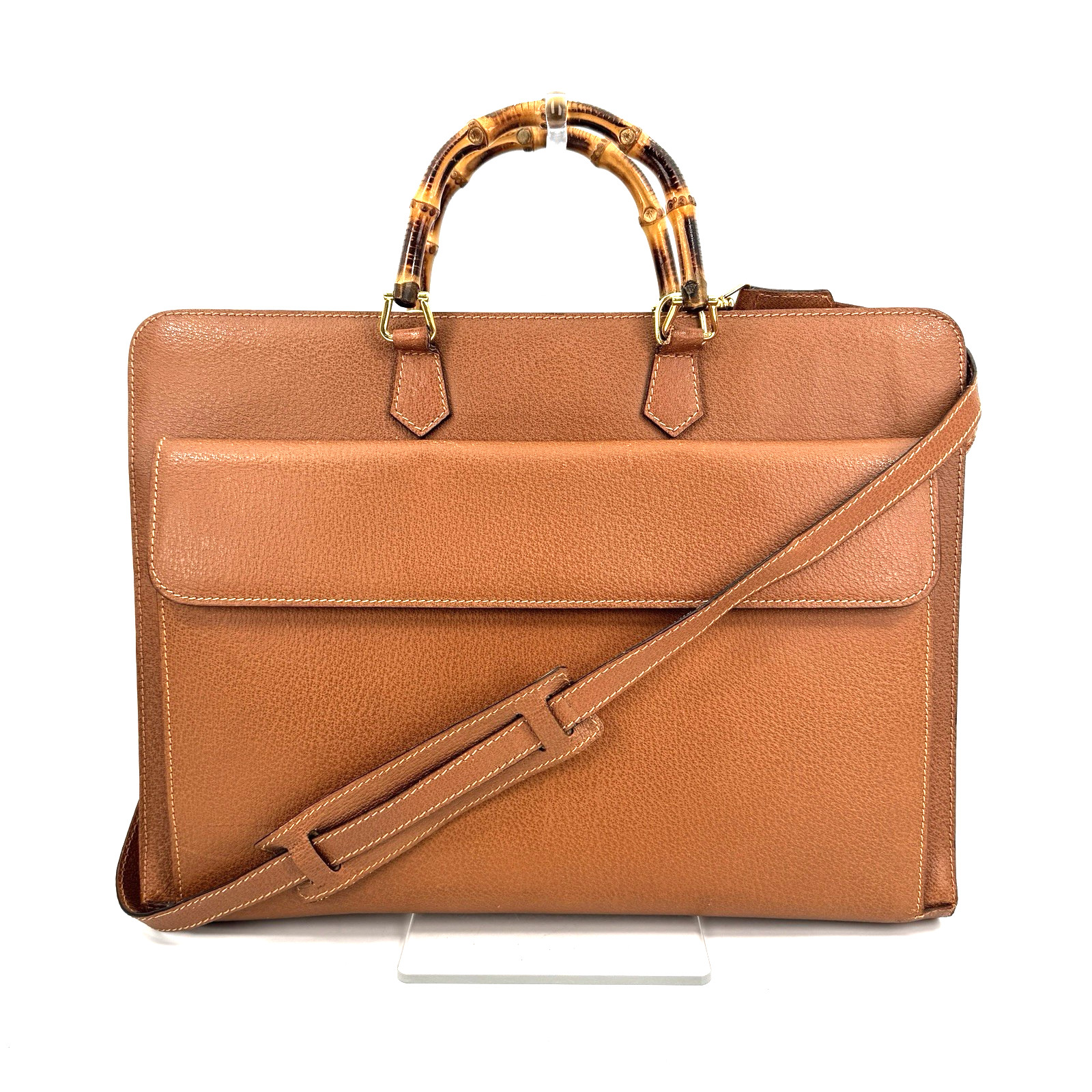 Vintage Gucci Bamboo Briefcase Business Bag Leather … - Gem