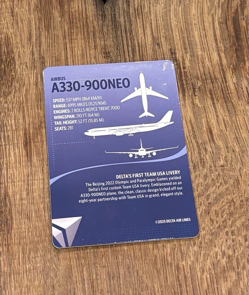 Delta Airlines 2025 NEW Airbus A330-900NEO No.66 Trading Card | eBay