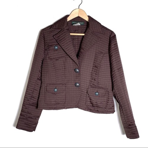 Harve Benard brown waffle textured jacket with blue buttons size 8 | eBay