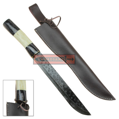 Quenched High Carbon Steel Machete Knife Hammered Texture Blade Bone ...
