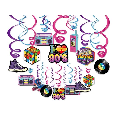 30Ct Back to the 90s Hanging Swirl Decorations 1990s Hip Hop Party ...