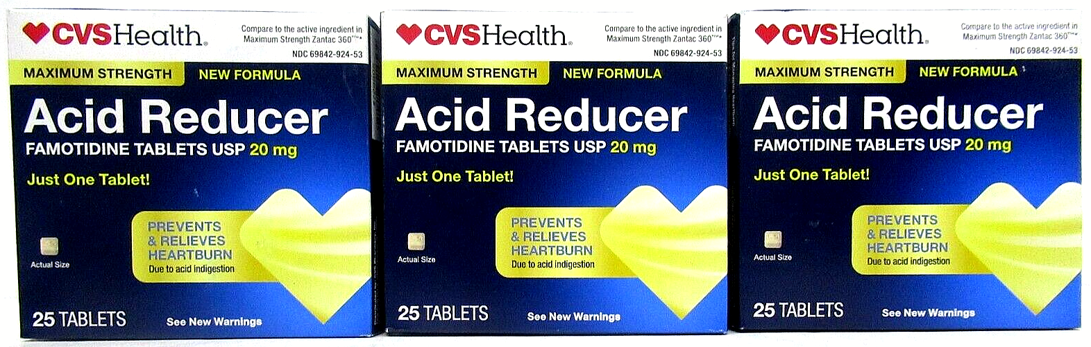 CVS Max Strength Acid Reducer 3 Boxes of 25, Total 75 tabs EXP 02/2025 ...