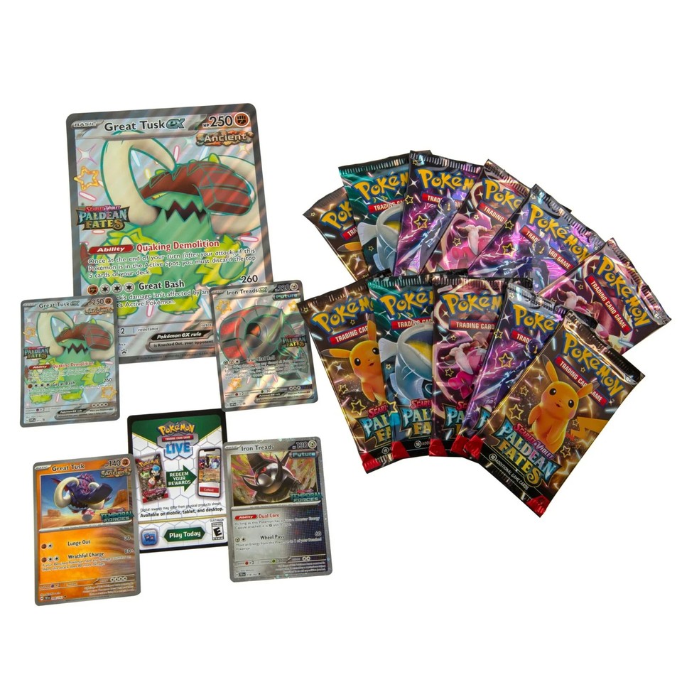 Pokemon TCG: Paldean Fates Great Tusk ex & Iron Threads ex Premium ...