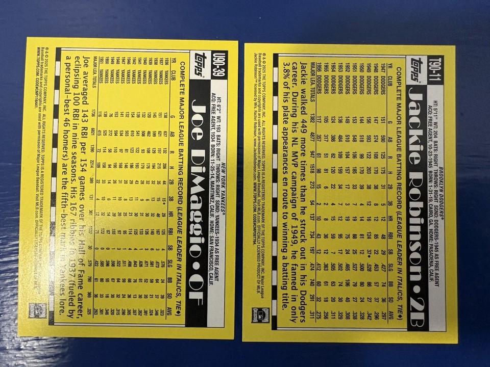 2025 Topps - 1990 Topps Baseball Joe DiMaggio & Jackie Robinson | eBay
