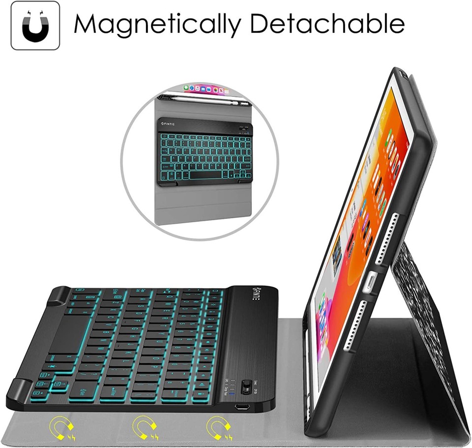Backlit Keyboard Case For iPad 9th /8th /7th 10.2 inch Soft TPU Back ...