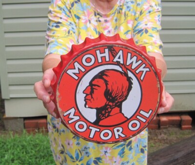 Mohawk Motor Oil Button Cap Sign | eBay